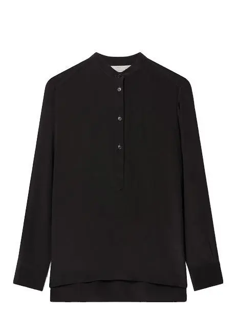 Stella McCartney Band Collar Organic Silk Shirt - Black