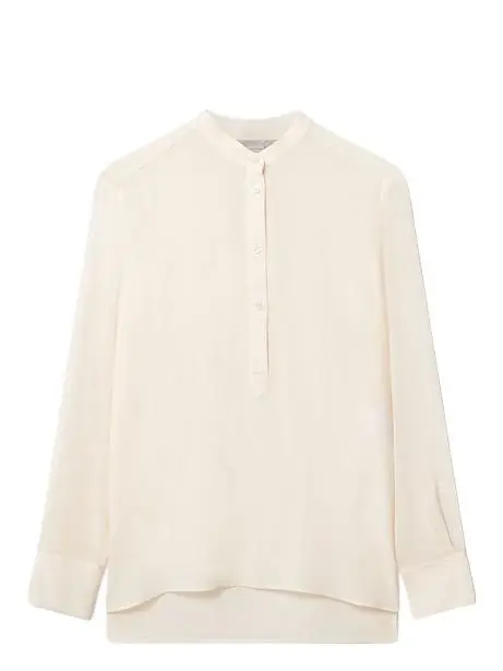 Stella McCartney Band Collar Organic Silk Shirt - Neutral