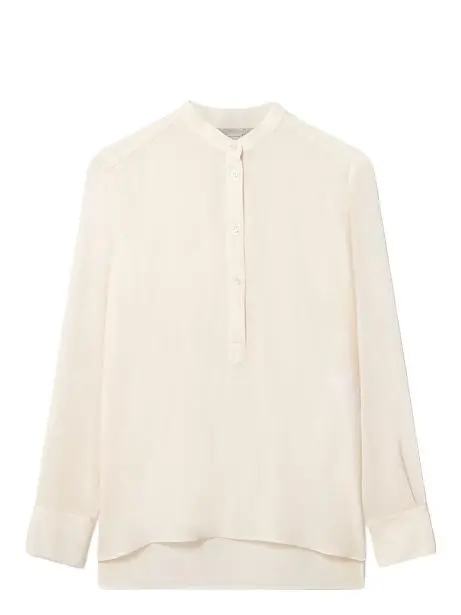 Stella McCartney Band Collar Organic Silk Shirt - Neutral