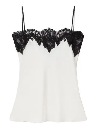 Stella McCartney Sleeveless Lace-trimmed Satin Top - White