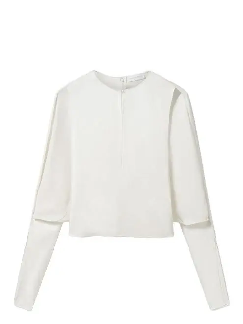 Stella McCartney Cape-sleeve Cut-out Satin Top - White