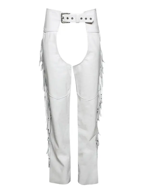 ANGELICA MONTINI Sette Fringe Leather Chaps - White