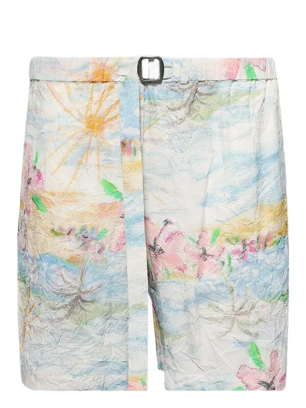 Christopher Esber Crimped Bahia Hibiscus Print Short - Multi