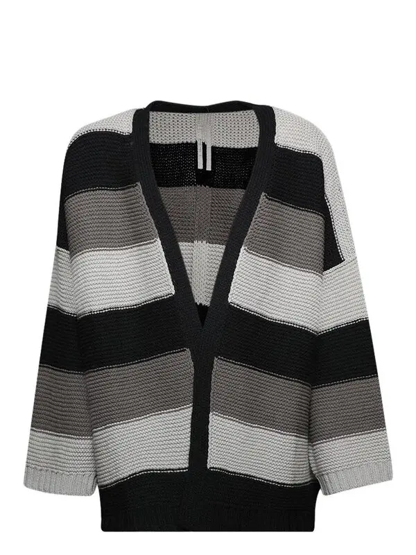 Rick Owens Fisherman Knit Cardigan - Black And Pearl