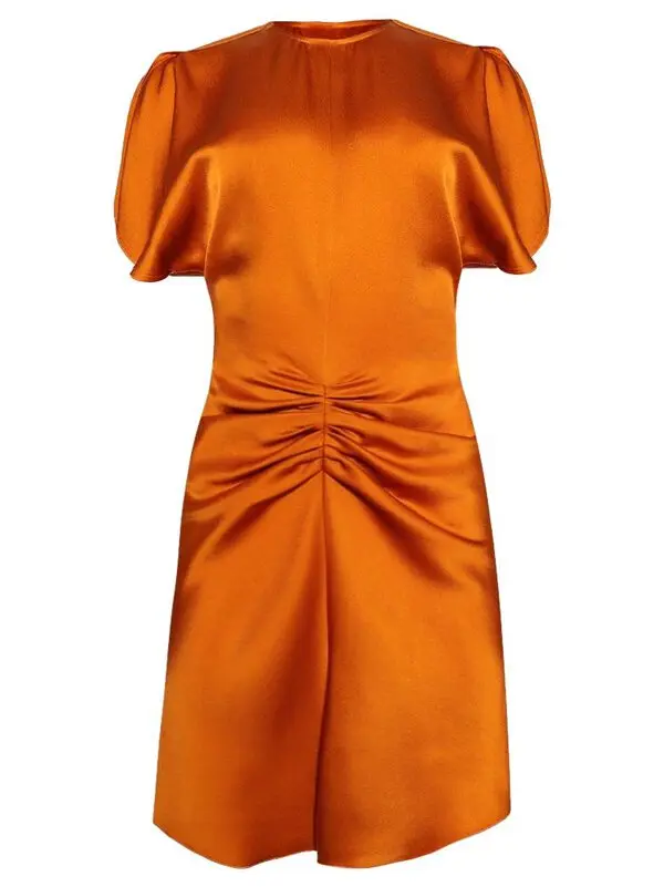 Victoria Beckham Gathered Waist Mini Dress - Orange