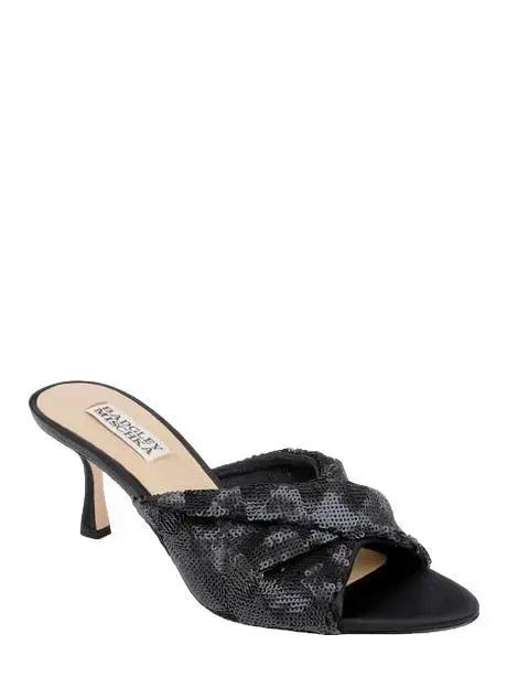 Badgley Mischka Gailea Sequined Slide Sandal - Black Sequins