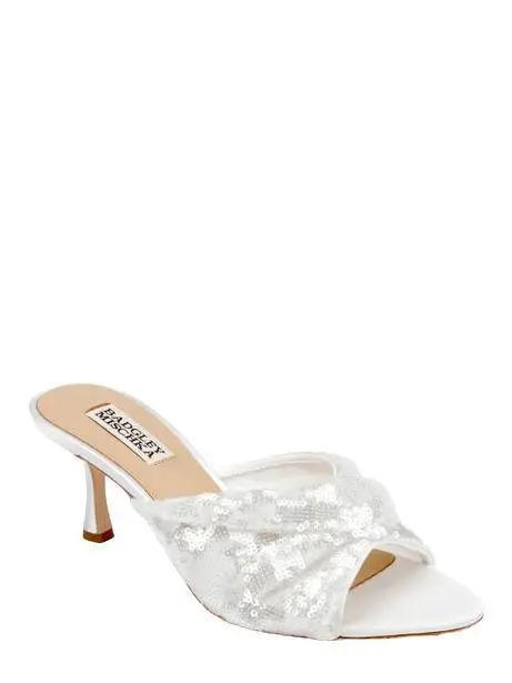 Badgley Mischka Gailea Sequined Slide Sandal - White Sequins