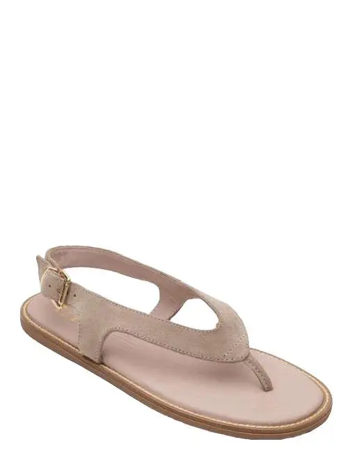 FOREVER & ALWAYS SHOES Belinda Leather Thong Sandals - Beige Suede Leather