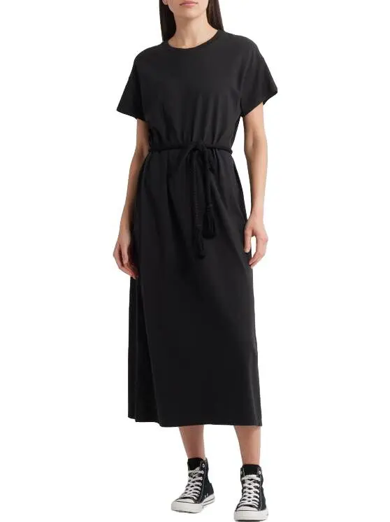 The Great. The Boxy Tee Cotton Dress - Almost Black