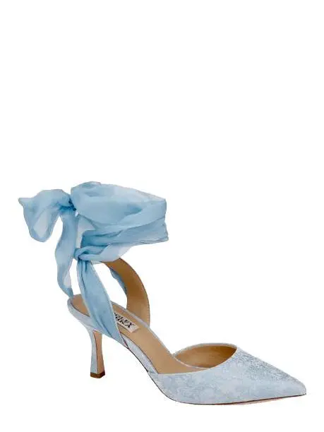 Badgley Mischka Blaze Ii Ankle Tie Pointed Toe Pump - Light Blue