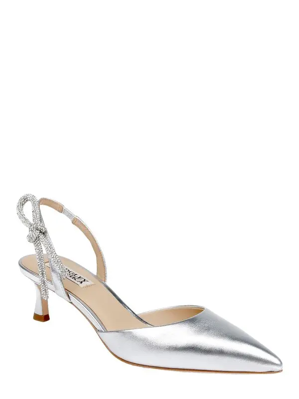 Badgley Mischka Gentry Ii Slingback Pointed Toe Pump - Silver Leather