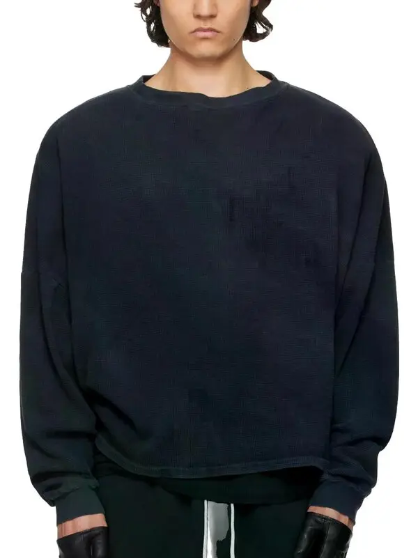 GREG ROSS Waffle-knit Crew-neck Sweater - Black