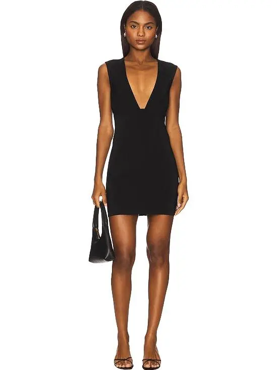Bondi Born Lyon Deep V Mini Dress - Black