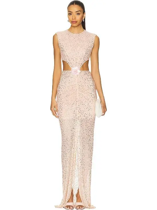MARIANDREE GAITAN Valentina Beaded Gown With Cut-out Details - Pink