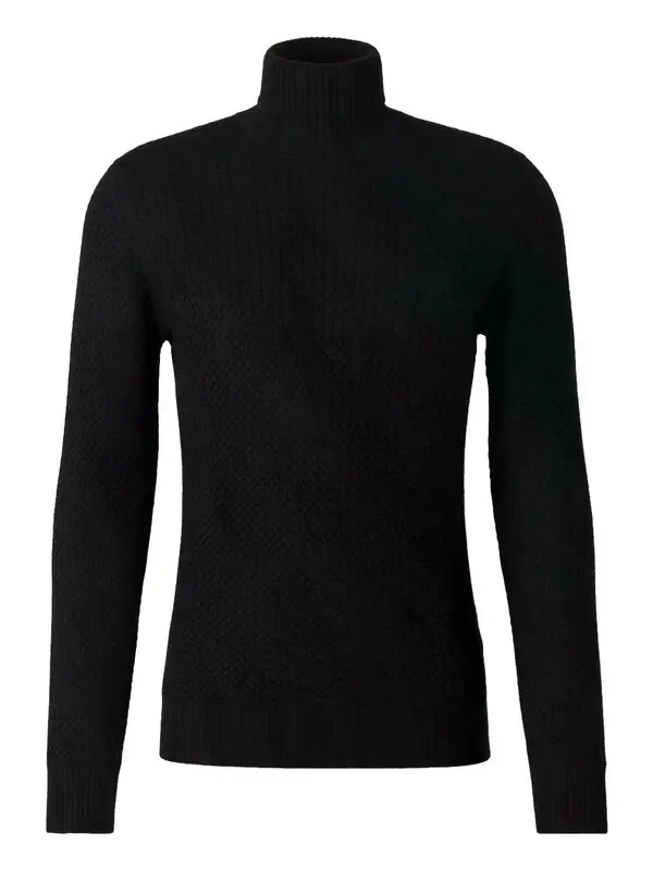 GRAN SASSO Cable-knit Roll Neck Sweater - Black