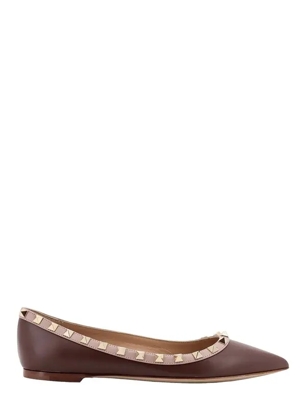 Valentino Garavani Rockstud Leather Ballerinas - Brown