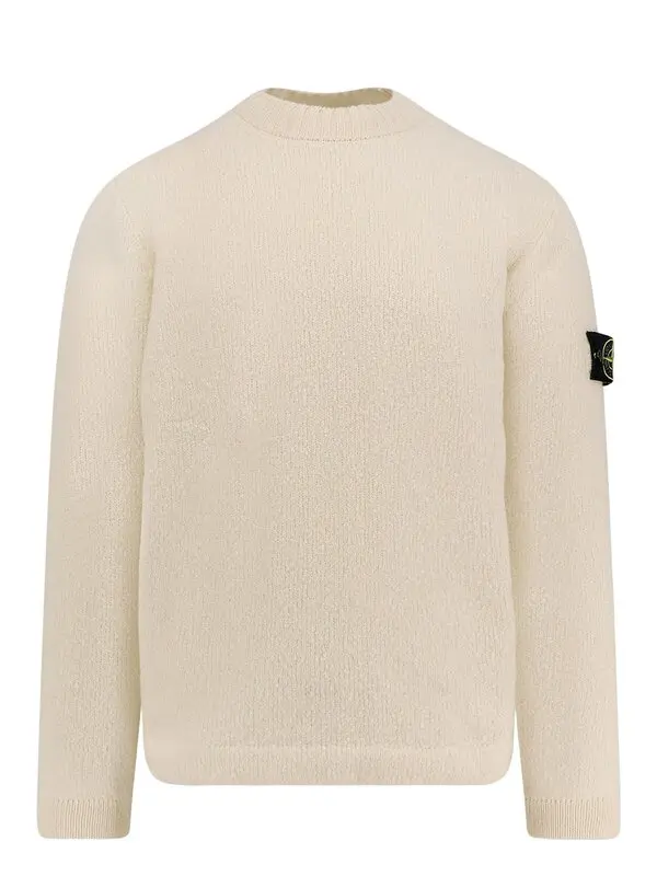 Stone Island Wool Blend Long Sleeve Sweater - White