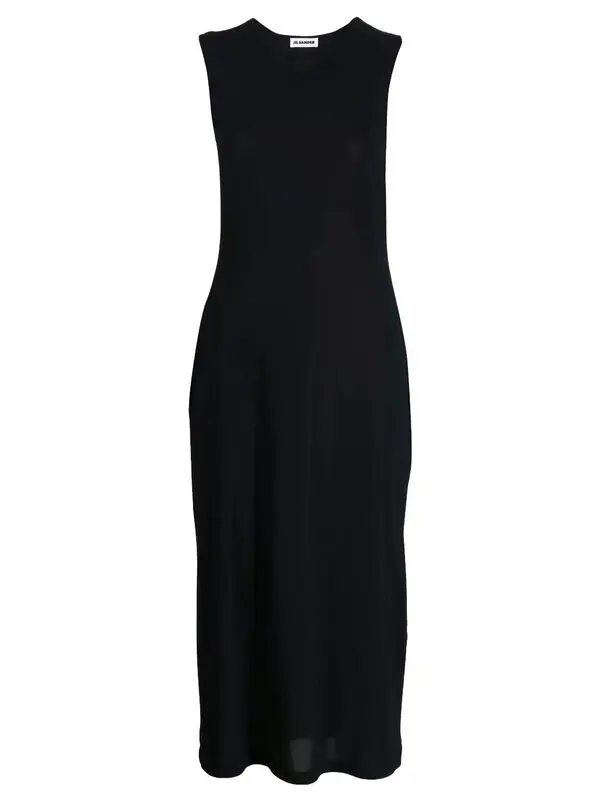 JIL SANDER Round Neck Sleeveless Maxi Dress - Black