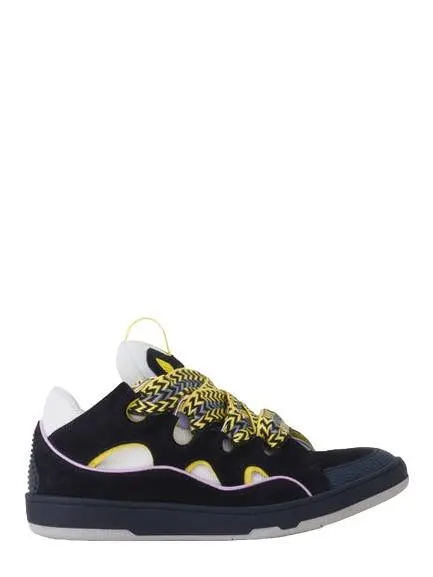 LANVIN Curb Leather Sneakers - Navy Blue/light Purple