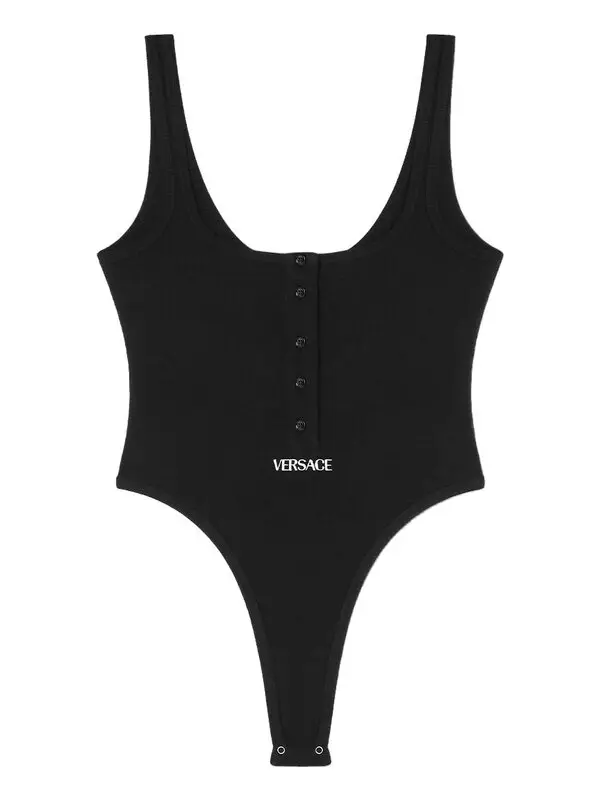 Versace Ribbed Cotton Bodysuit - Black