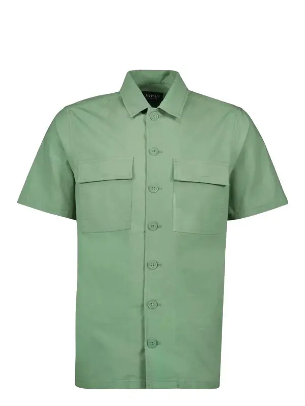 JAPAN RAGS Gaky Flap-pocket Short-sleeve Shirt - Green