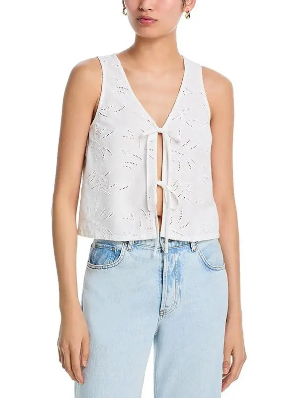 Bella Dahl Sleeveless Tie Front Top - White
