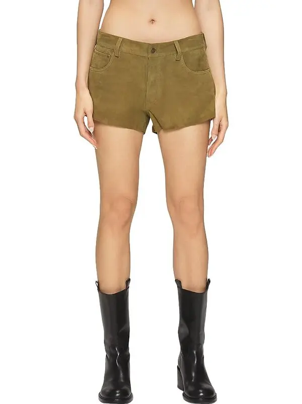 EB DENIM Portman Suede Low Rise Shorts - Olive Suede