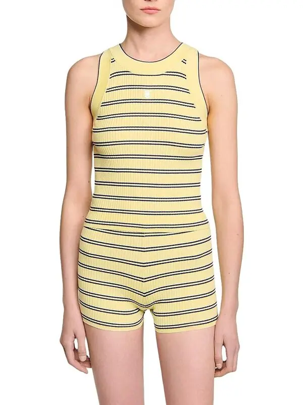 Sandro Rib Knit Vest Top - Light Yellow