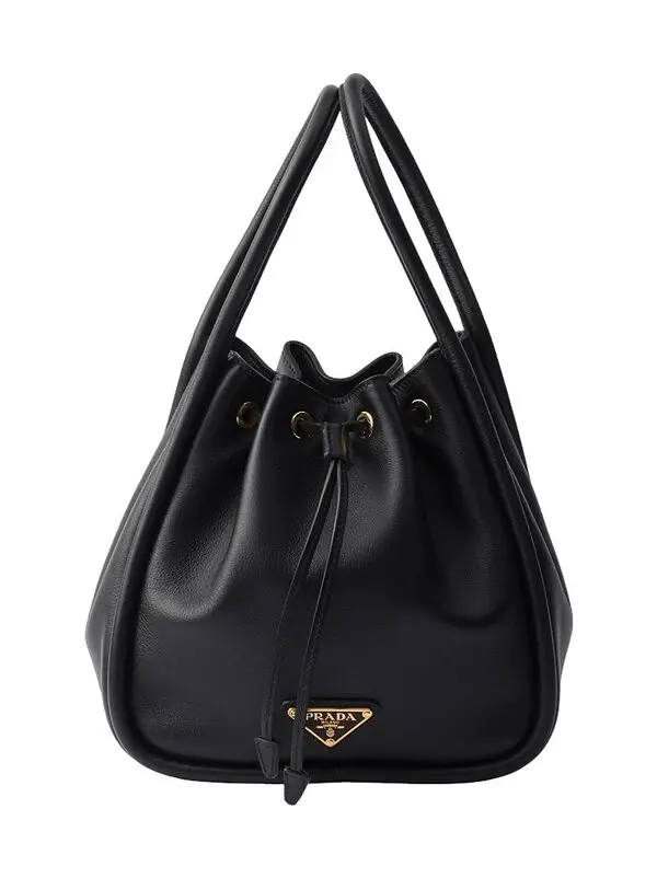 Prada Mini Leather Bucket Bag - Black