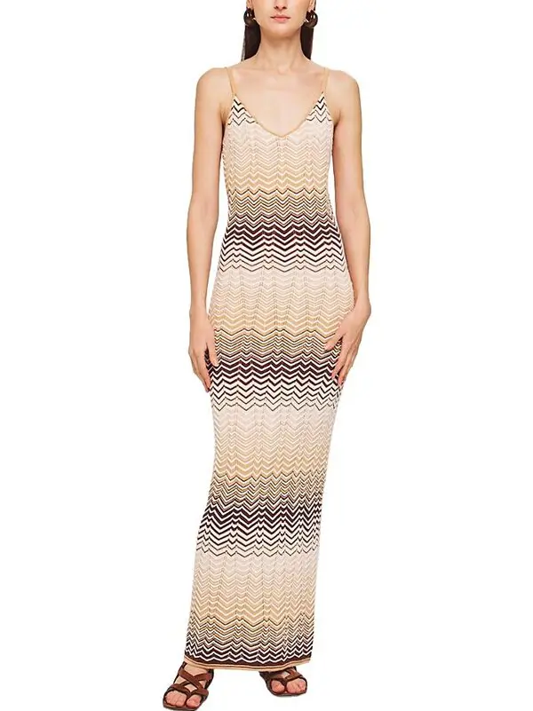 Ronny Kobo Vuolo Wavy Knit Dress - Neutral Multi