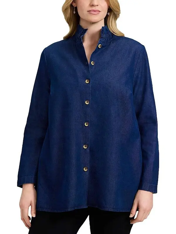 Foxcroft Carolina Long Sleeve Denim Shirt - Dark Wash
