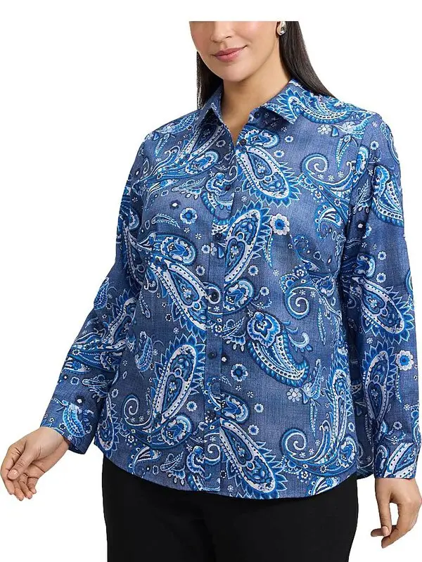 Foxcroft Hampton Paisley Print Shirt - Blue Multi
