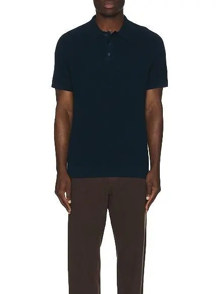 Onia Cotton Textured Knit Polo - Deep Navy