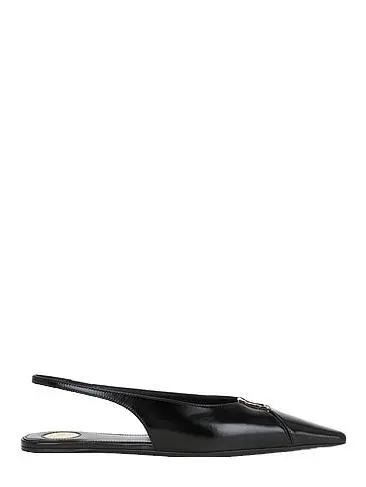 Saint Laurent Babylone Slingback Flat In Calfskin Leather - Nero