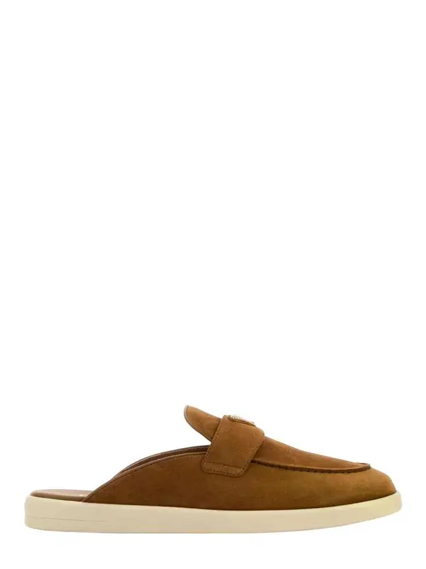 Prada Triangle-logo Suede Mules - Brown