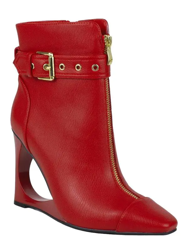 NINETY UNION Architectural Wedge Heel Bootie - Red