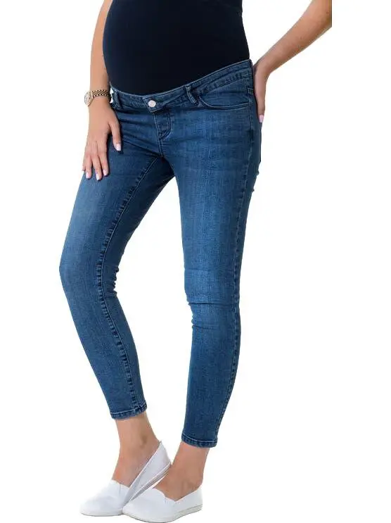 ACCOUCHEE Skinny Foldover Waistband Maternity Jeans - Denim Blue