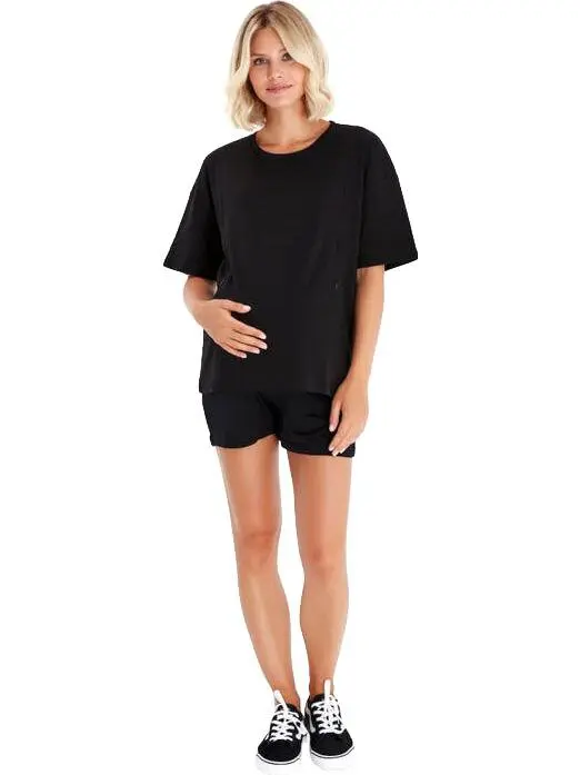 ACCOUCHEE Anytime Anywhere Maternity/nursing T-shirt With Side Zips - Black