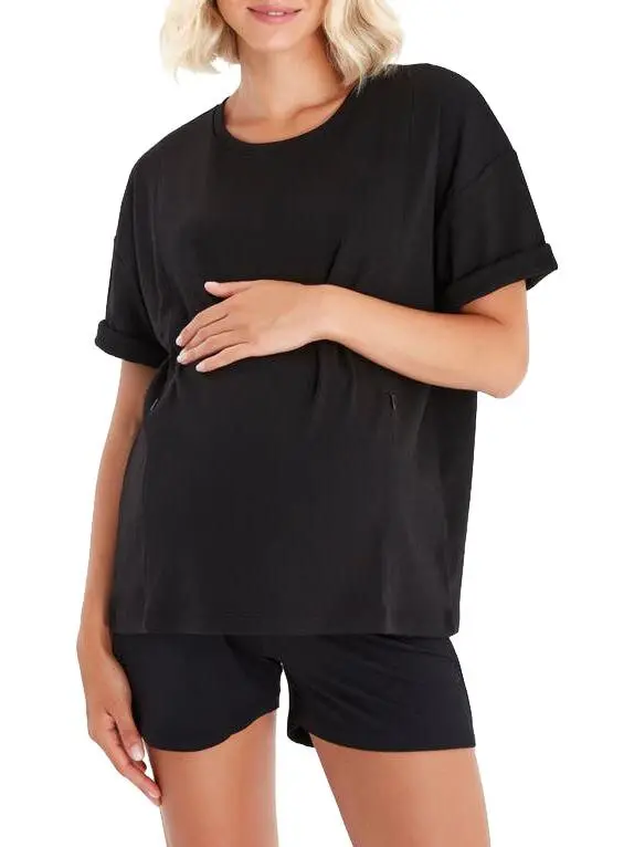 ACCOUCHEE Anytime Anywhere Maternity/nursing T-shirt With Side Zips - Black