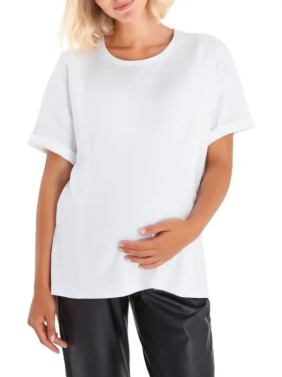 ACCOUCHEE Anytime Anywhere Maternity/nursing T-shirt With Side Zips - White