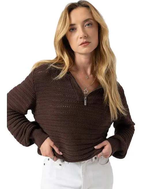 SAINT + SOFIA Ester Quarter Zip Knit - Chocolate