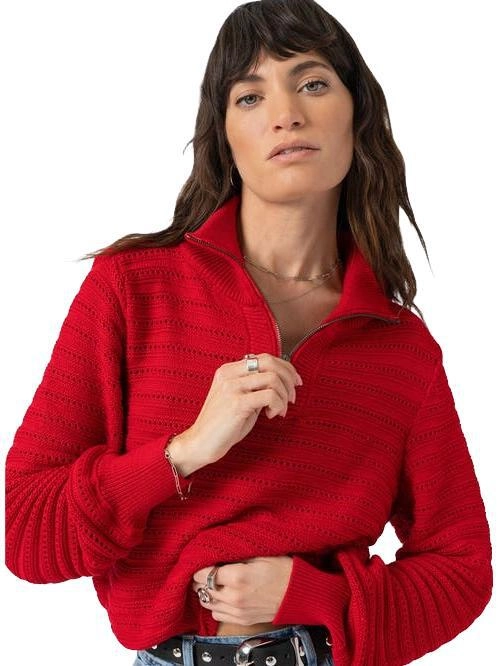 SAINT + SOFIA Ester Quarter Zip Knit - Red