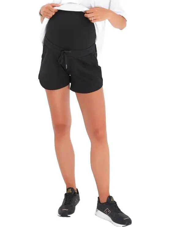 ACCOUCHEE Relax Foldover Waistband Maternity Shorts - Black