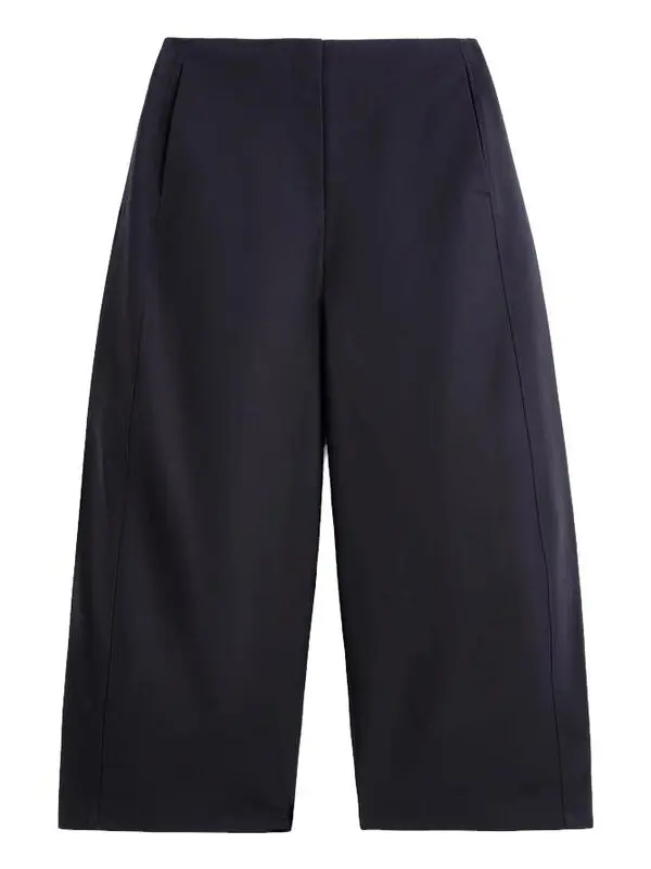 Cos Cropped Barrel-leg Cotton Pants - Navy