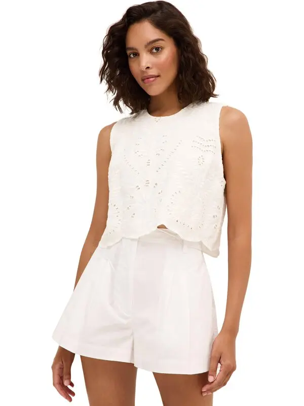 MARIE OLIVER Davis Embroidered Top - Oyster