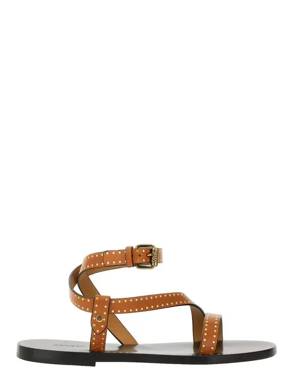 Isabel Marant Étoile Studded Flat Sandals - Brown