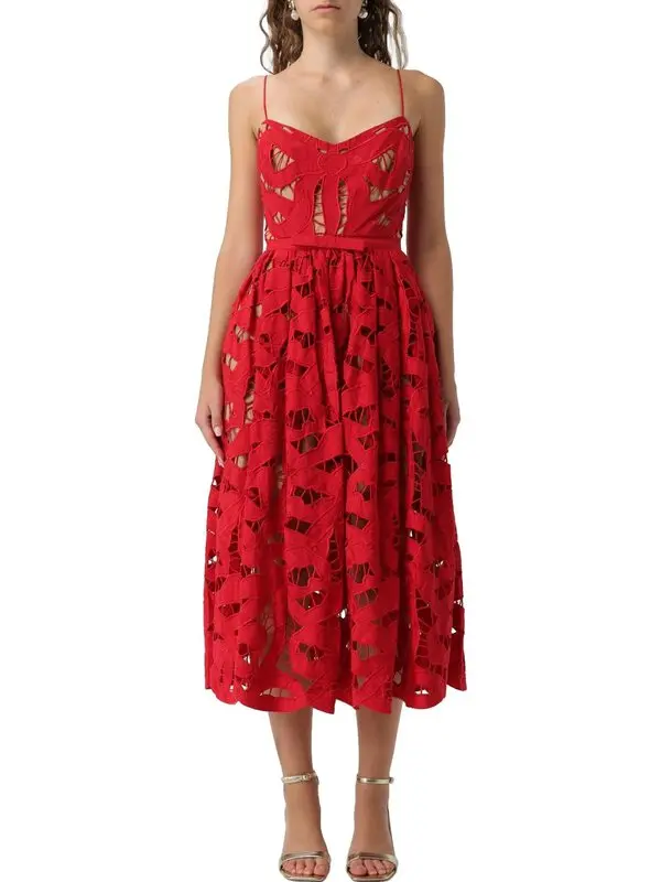 SELF-PORTRAIT Midi Dress - Red