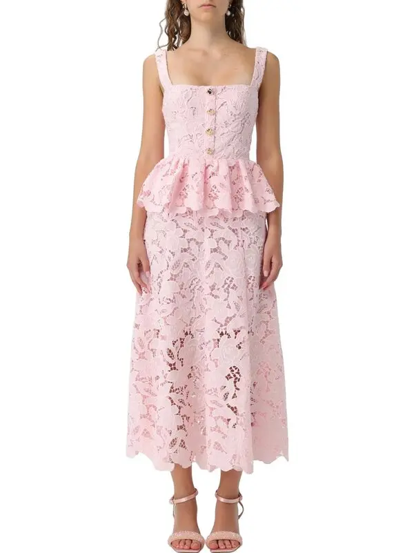SELF-PORTRAIT Lace Midi Dress - Pink
