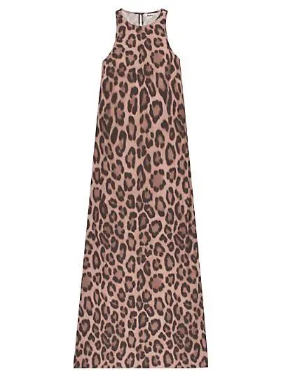 RO&ZO Leopard Print Stretch-woven Midi Dress - Brown