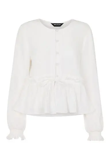 Whistles Cotton Peplum-hem Blouse - White